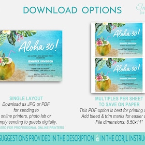 Aloha Luau Birthday Invitation, Ocean Tropical Coconut Invite, 21st ...