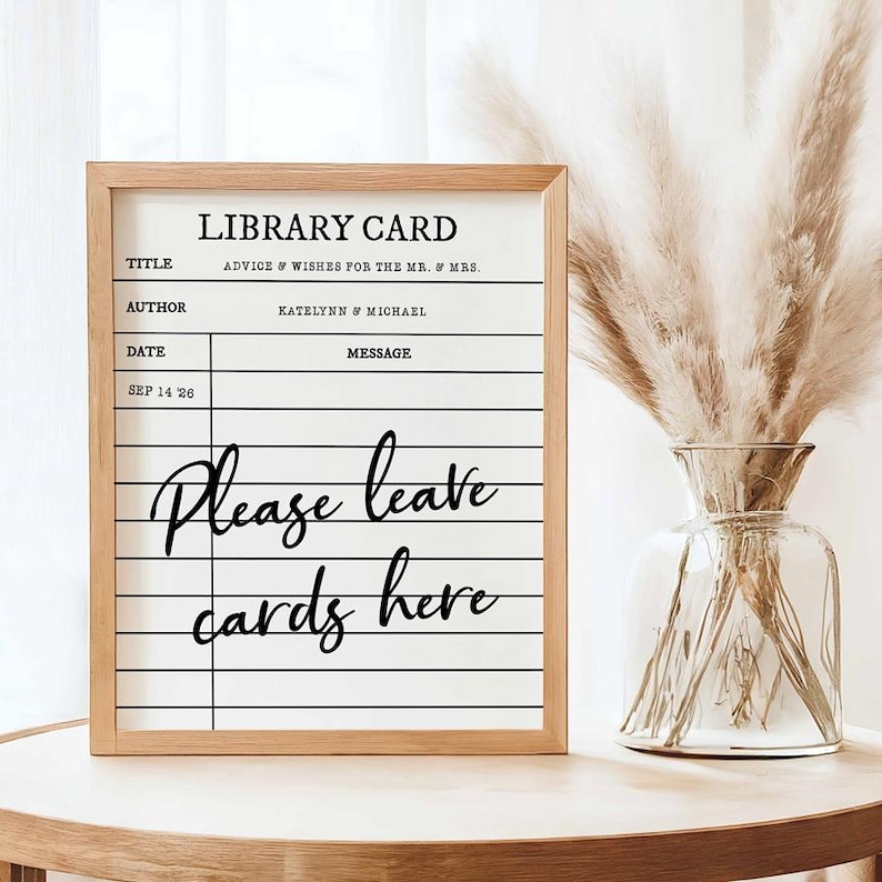 Advice and Wishes Library Card & Sign, Book Themed Bridal Shower ...