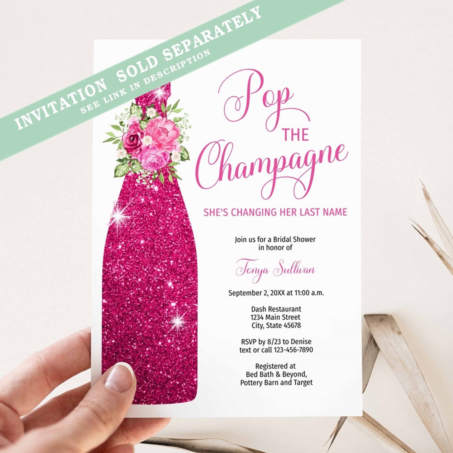 Hot Pink Pop the Champagne Welcome Sign, Champagne Theme Bridal Shower ...