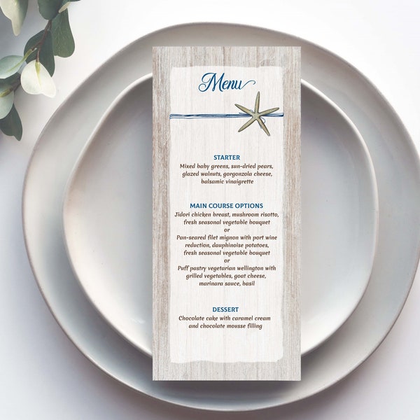 Beach Theme Menu - Etsy
