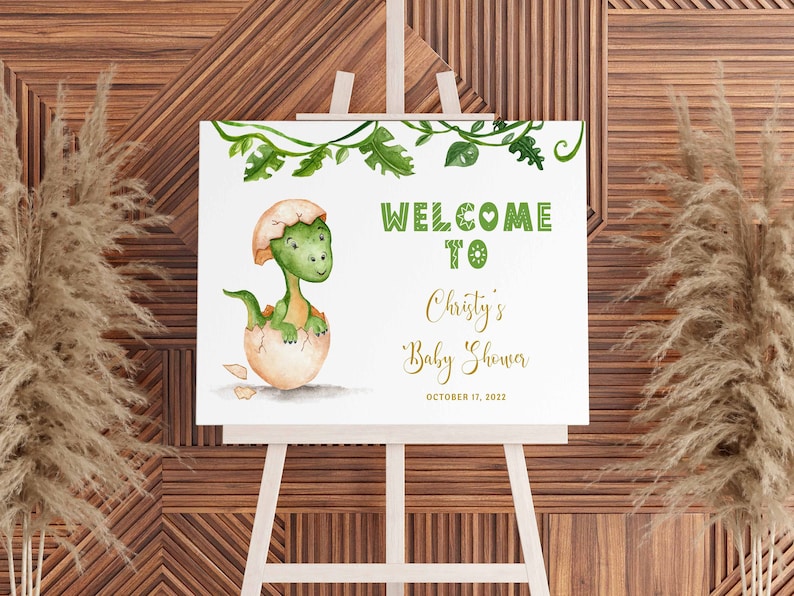Dinosaur Baby Shower Welcome Sign Hatching Soon 18x24 - Etsy