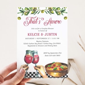 Italian Theme Bridal Shower Invitation, That's Amore Invite, Pasta ...