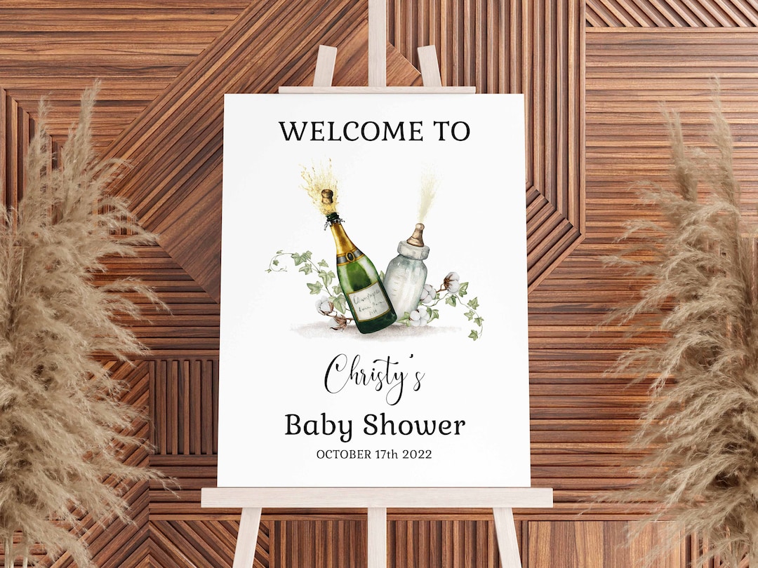 Poppin Bottles Baby Shower Welcome Sign, Champagne Brunch and Baby ...