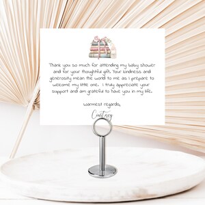 PINK Book Thank You Note Card, Book Themed Baby Shower, Folded and Flat ...