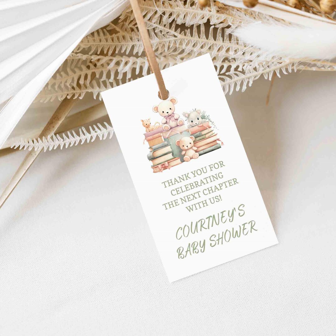 Teddy Bear Books Favor Tag, A New Chapter Will Soon Begin Book Themed ...