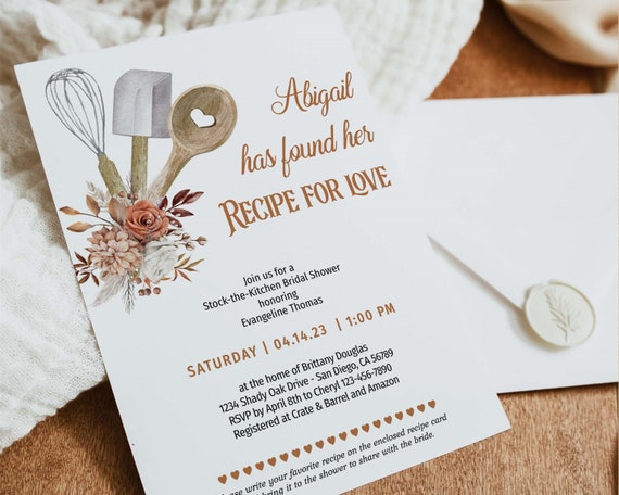 Recipe Card For Bridal Shower Invitation Wording Bridal Shower