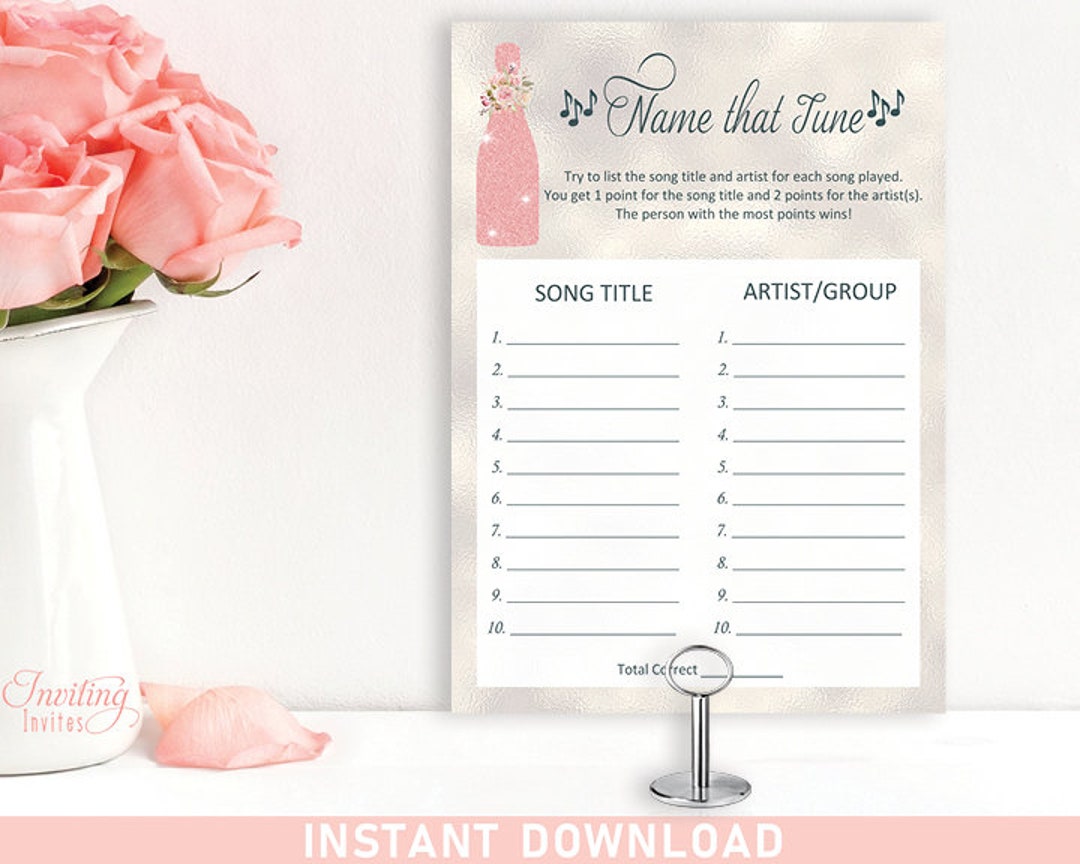 Name That Tune Bridal Shower Game, Name That Love Song Party Game ...