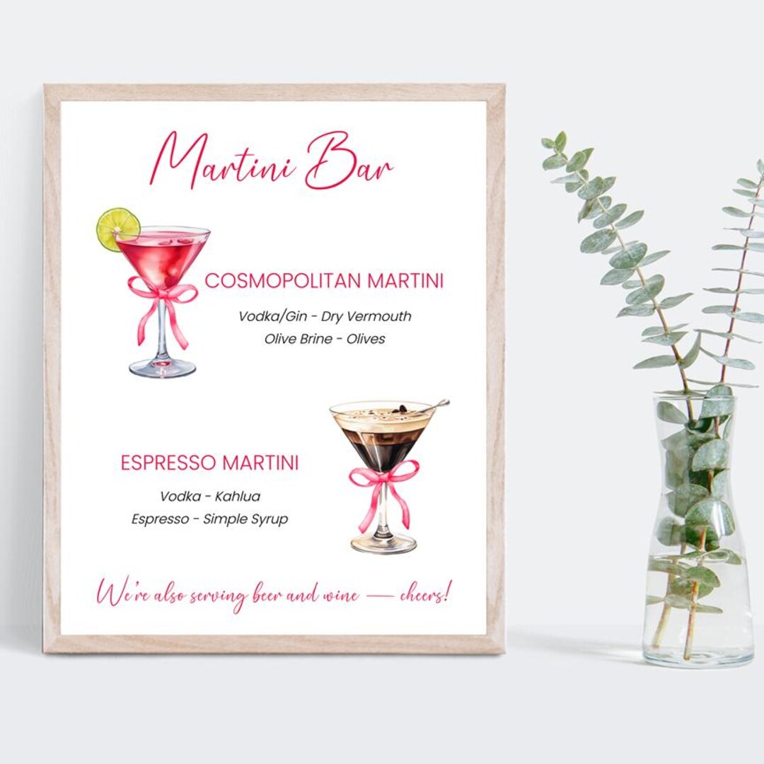 Martini Bar Sign 8x10 and 11x14" | Espresso, Cosmopolitan Martini ...
