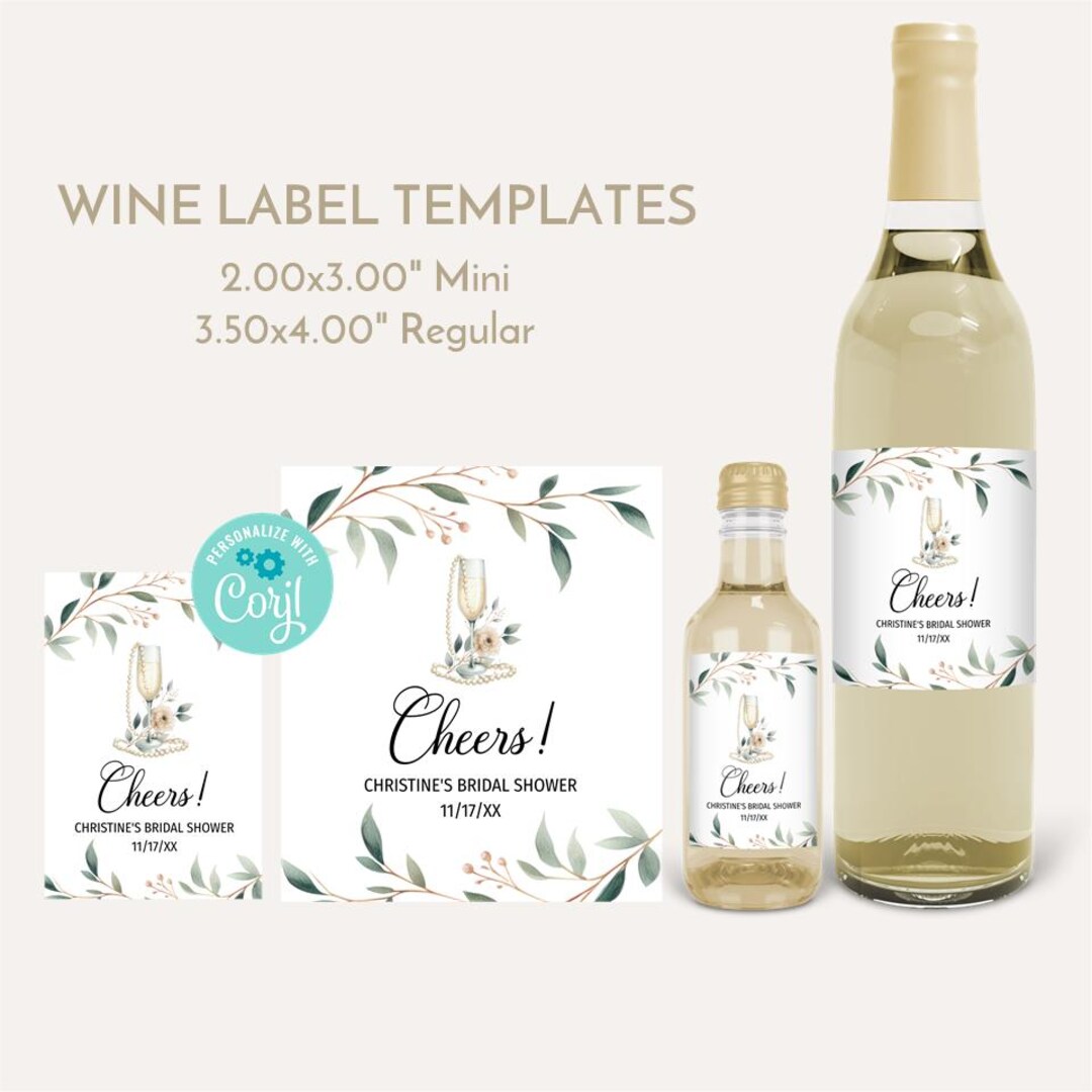 Wine Bottle Label Sticker TEMPLATE, Mini and Regular Size Template ...
