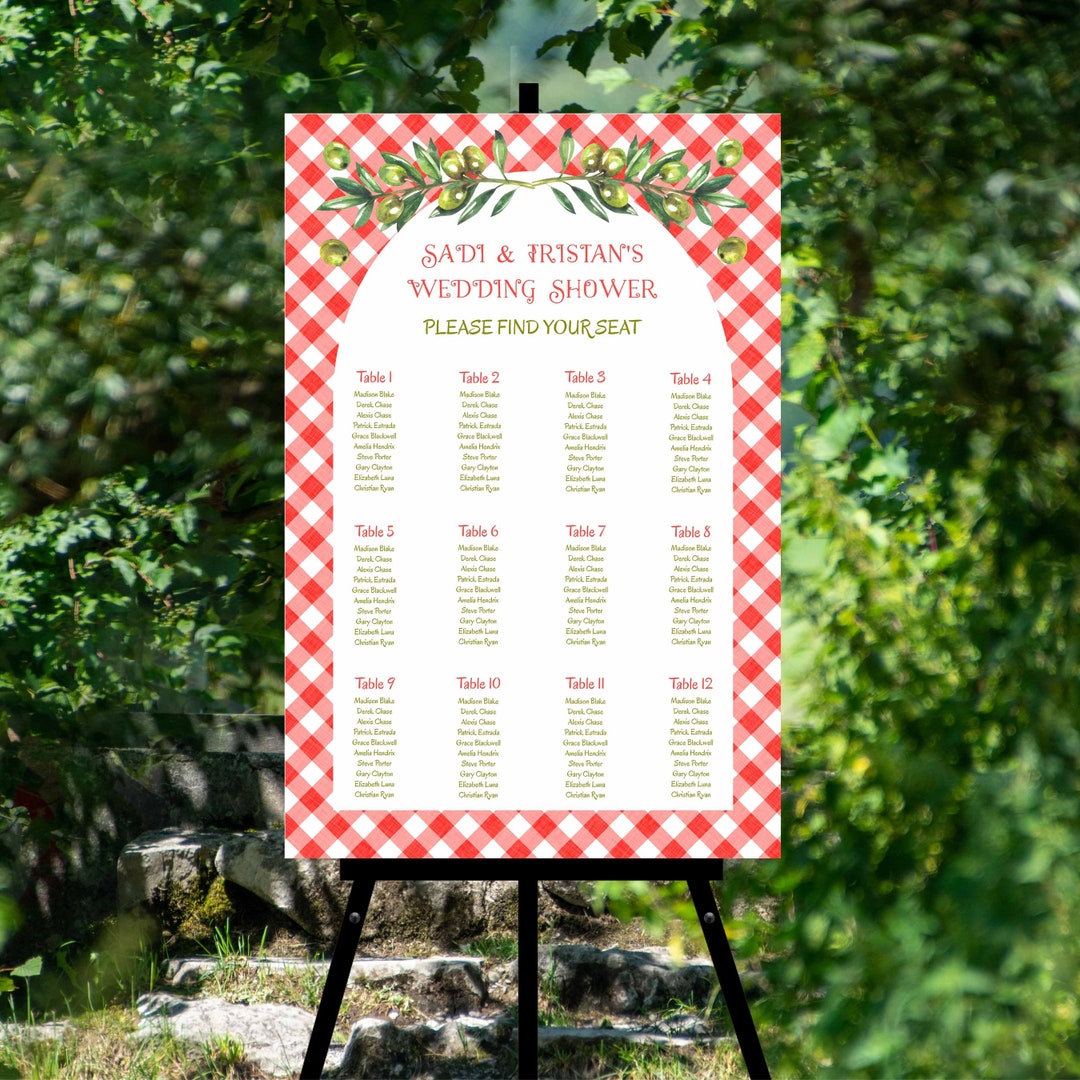Italian Theme Seating Chart, Italian Bridal Shower, Wedding Shower ...
