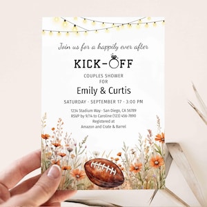 Kick off Football Party Couples Shower Invitation, Tailgate Celebrate ...