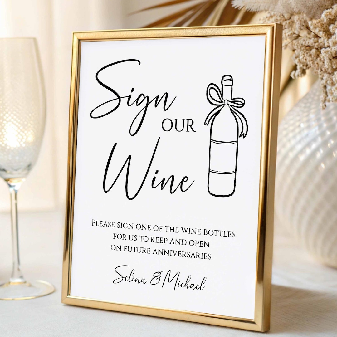 Wedding Wine Bottle Guest Book Sign Template | Sign Our Wine Printable ...