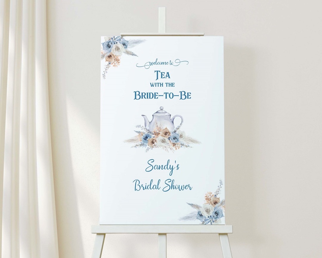 Bridal Shower Tea Welcome Sign, Tea Party Welcome Sign, Wedding Shower ...