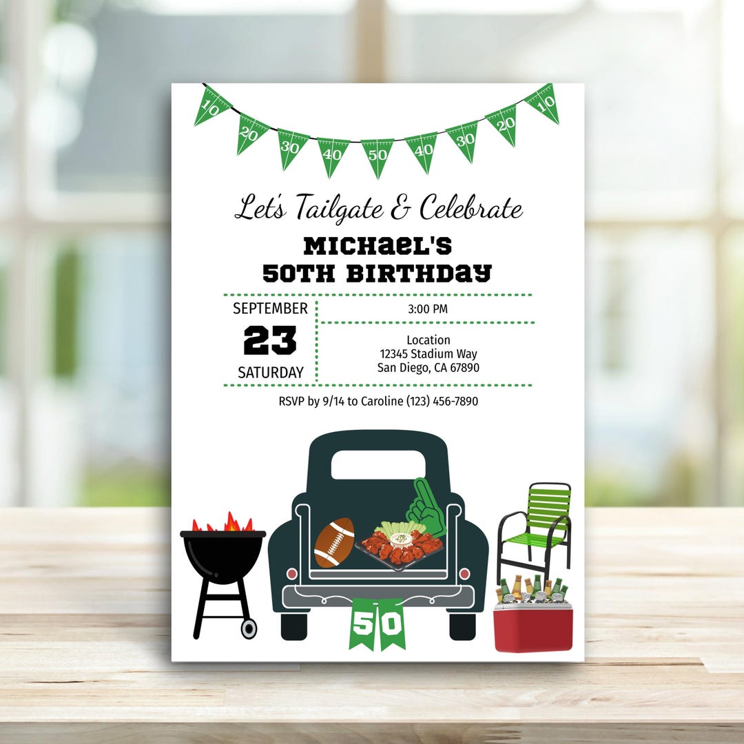 Tailgate and Celebrate Birthday Party Invitation, Fall Themed Birthday ...