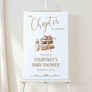 A New Chapter Will Soon Begin Book Themed Baby Shower Welcome Sign ...