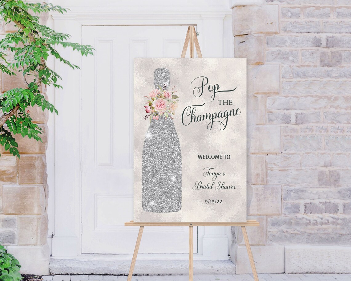 Pop the Champagne Welcome Sign Champagne Theme Bridal Shower - Etsy