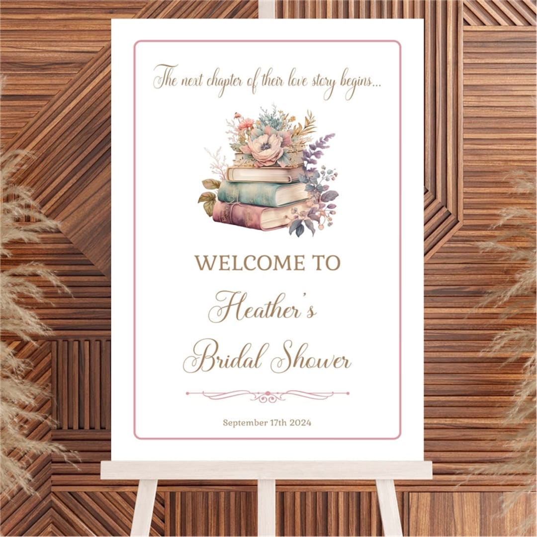 Book Themed Bridal Shower Welcome Sign, Next Chapter, Love Story Bridal ...
