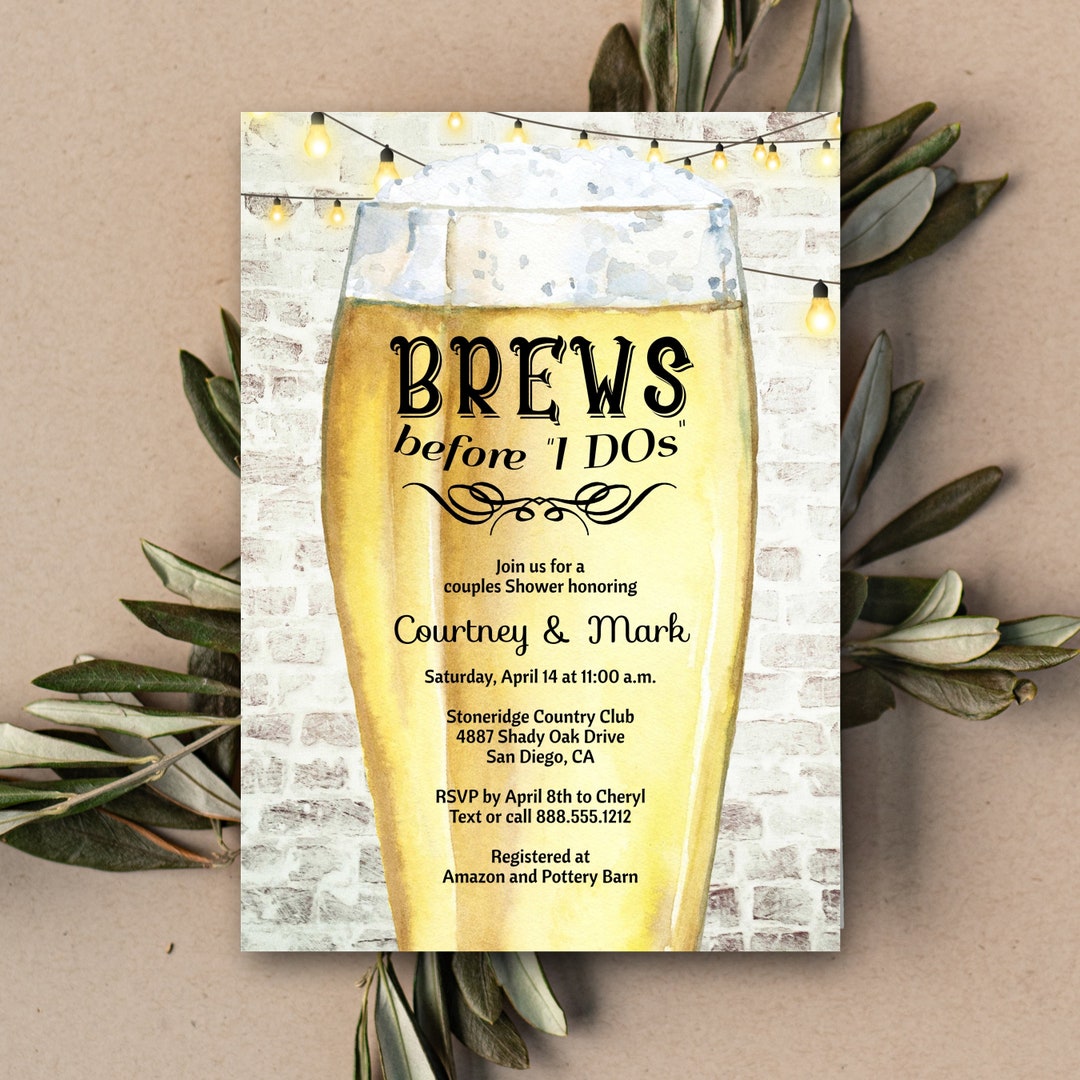Brews Before I Dos Couples Shower Invitation, Beer Bridal Shower ...