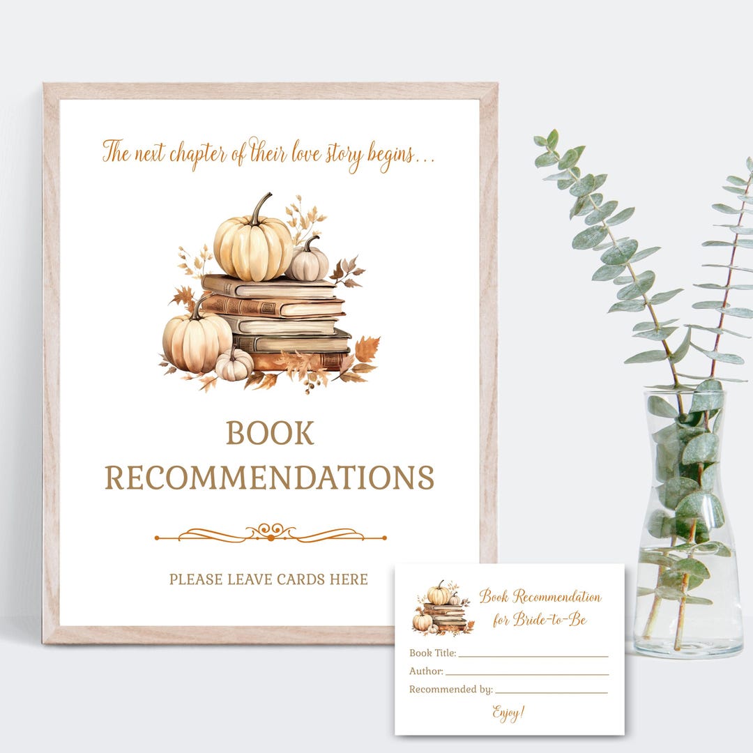 Fall Pumpkin Book Recommendation Sign and Small Card, Next Chapter Love ...