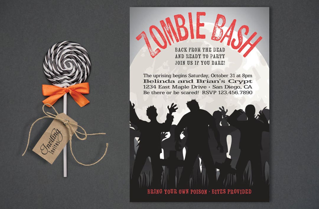Zombie Halloween Invitation, Zombie Invitation, Halloween Invite ...