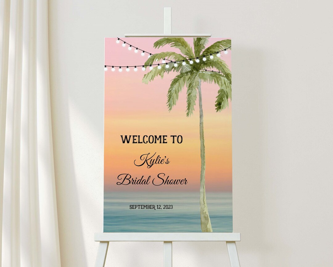 Sunset Beach Bridal Shower Welcome Sign, Couples Shower Welcome Sign ...
