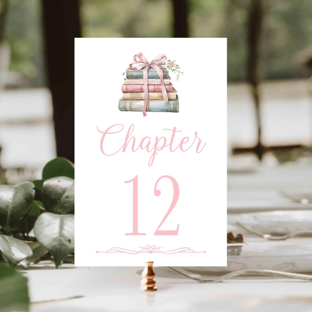 Book Themed Table Numbers, Next Chapter, Love Story Bridal Shower, Once ...