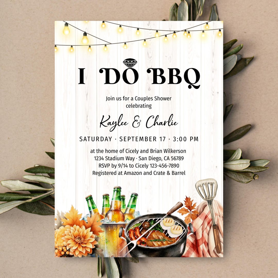 Fall I Do BBQ Invitation, Autumn Barbecue Shower Invitation, Fall in ...
