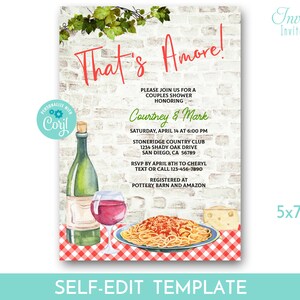 Italian Theme Bridal Shower Invitation, That's Amore Invite, Pasta ...