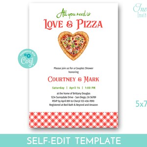 Pizza Couples Bridal Shower Invitation, Pizza Casual Rehearsal Dinner ...