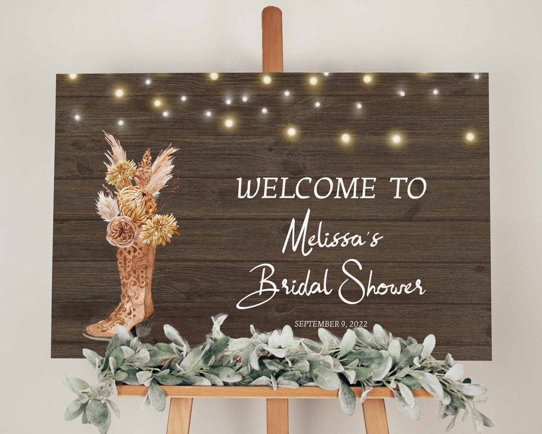 Western Welcome Sign, Bridal Shower, Wedding Shower, Boho Cowboy Boots ...