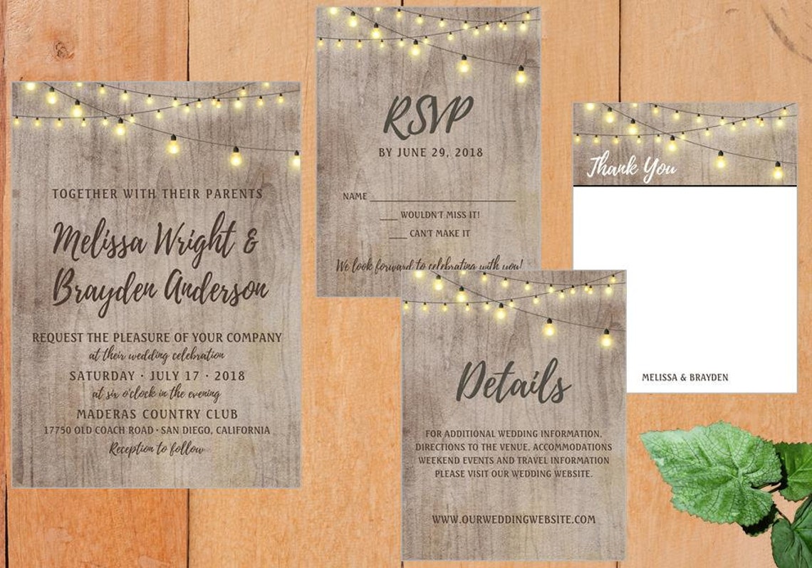 Rustic Wedding Invitation String Lights Wedding Country - Etsy