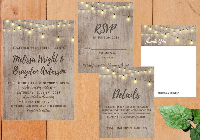 Rustic Wedding Invitation String Lights Wedding Country - Etsy