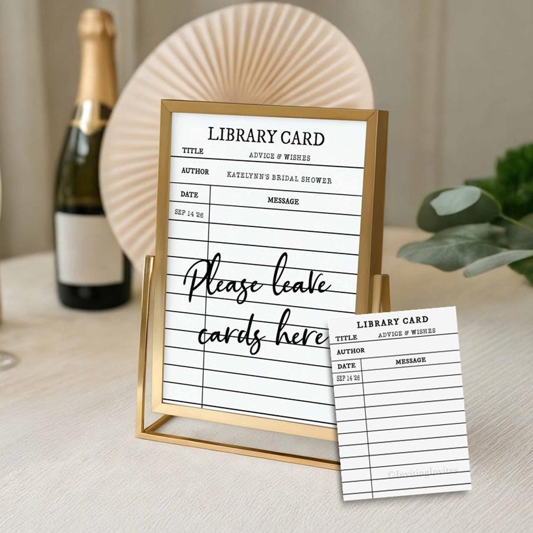 Advice and Wishes Library Card & Sign, Book Themed Bridal Shower ...