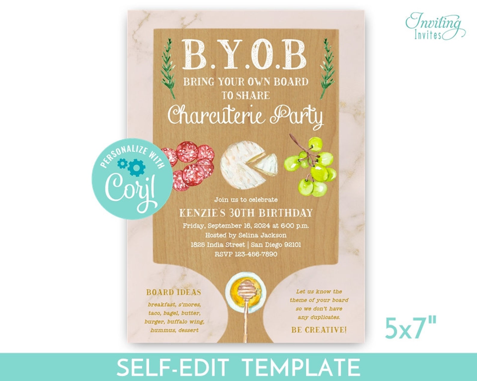 Charcuterie Board Party Invitation, Birthday, Holiday Party, Bring a ...