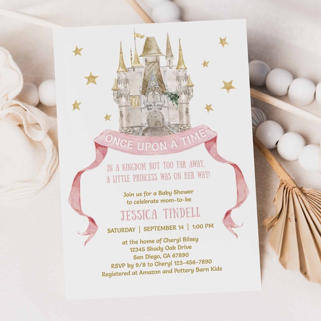 Once Upon a Time Baby Shower Invitation Template, Castle Princess ...