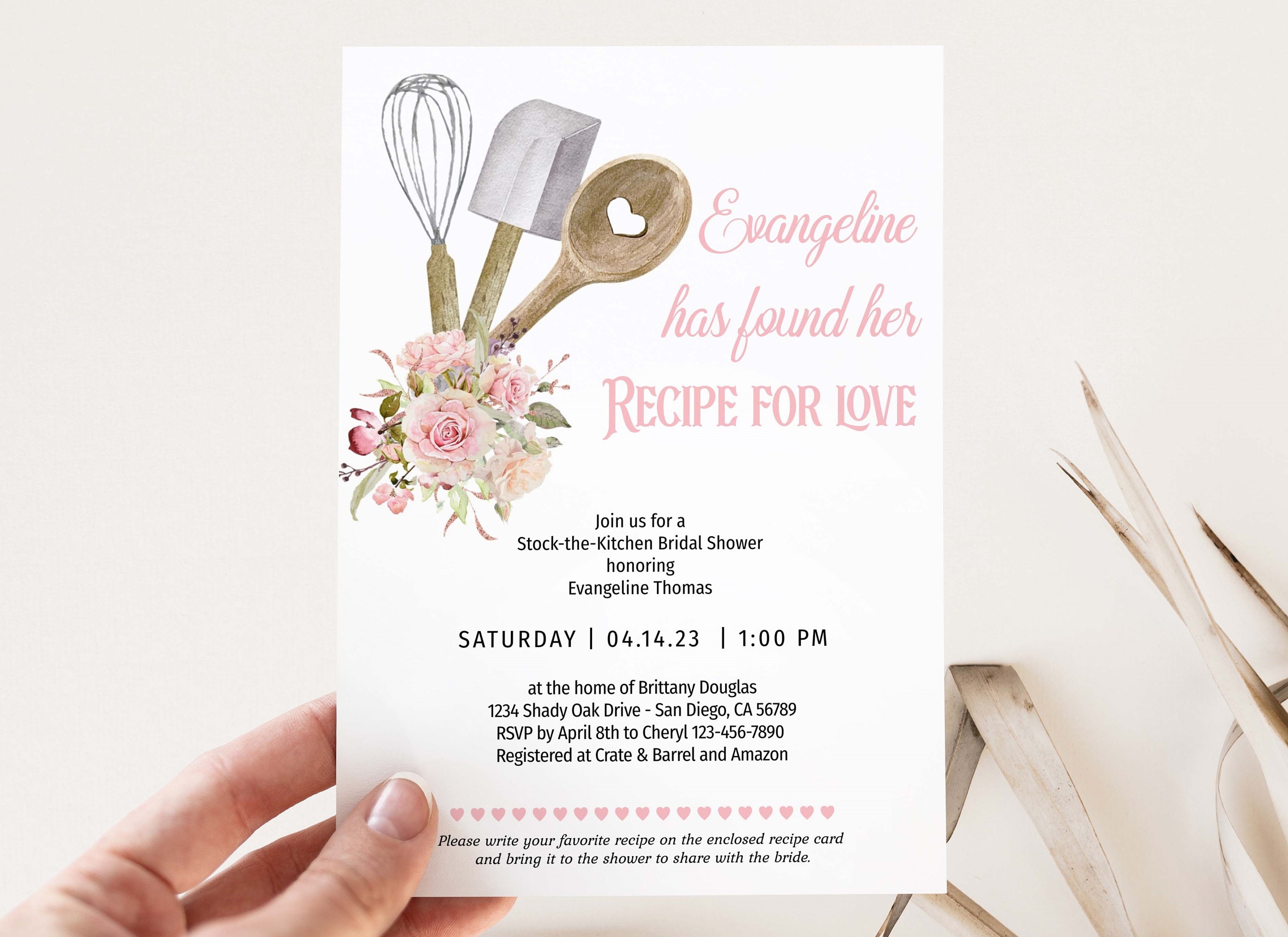 Shower Invite With Recipe Card