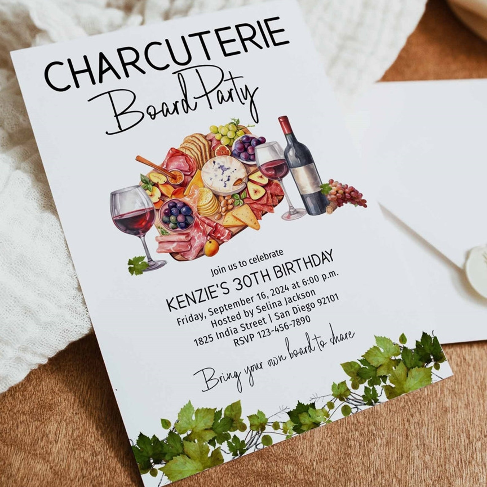 Charcuterie Board Party Invitation, Birthday Party, Wine and Cheese ...