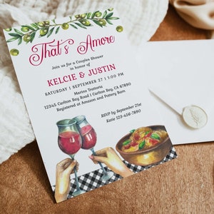 Italian Theme Bridal Shower Invitation, That's Amore Invite, Pasta ...
