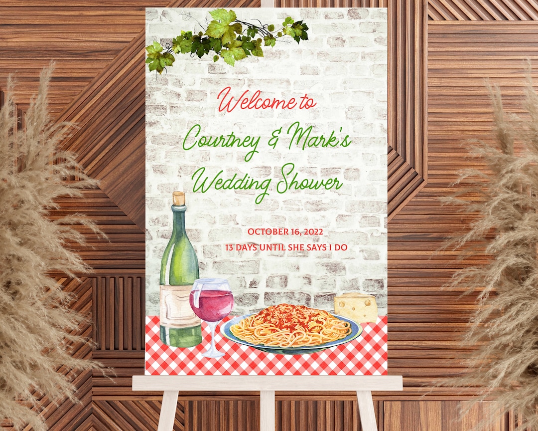 Italian Theme Welcome Sign Poster, Bridal Shower, Birthday, Engagement ...