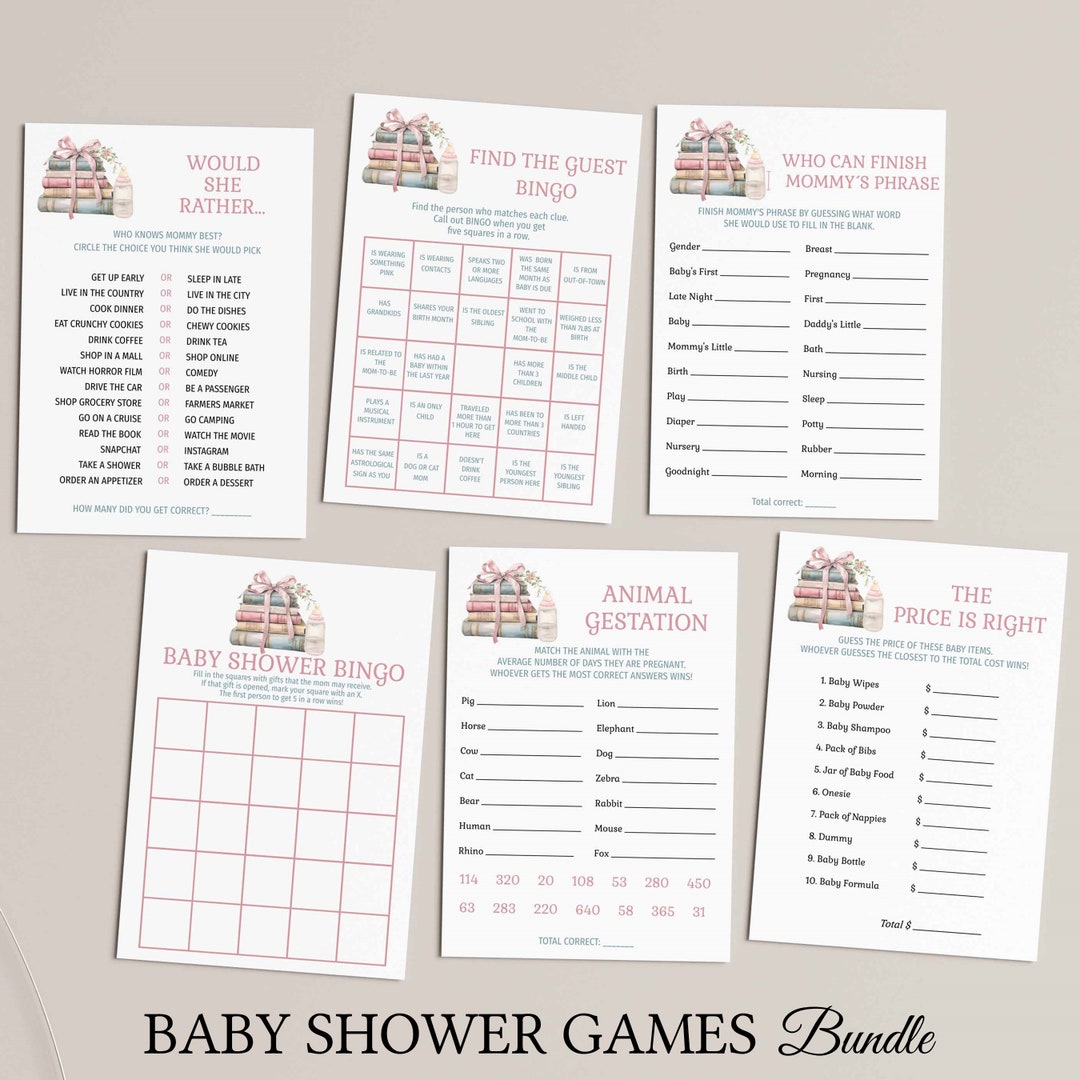 Baby Shower Games Bundle Set, A New Chapter Book Themed Shower ...