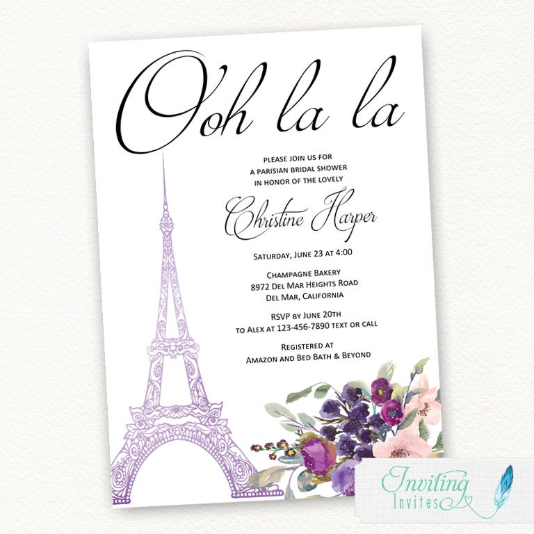 Prints Home & Living French theme Bridal Shower Bridal Brunch Paris ...