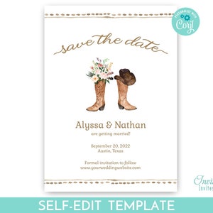 Blush Cowboy Boot Save the Date, Rustic Wedding, Country Save the Date ...
