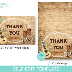 Cowboy Boots Thank You Card, Western Birthday Thank You, Farm Rustic ...