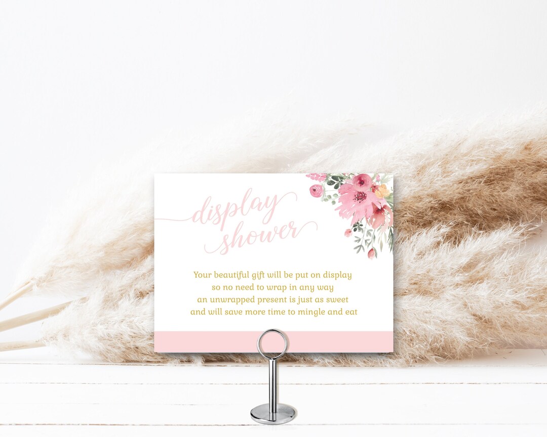 Pink Floral Display Shower Insert Card, Bridal Shower Insert, Baby ...