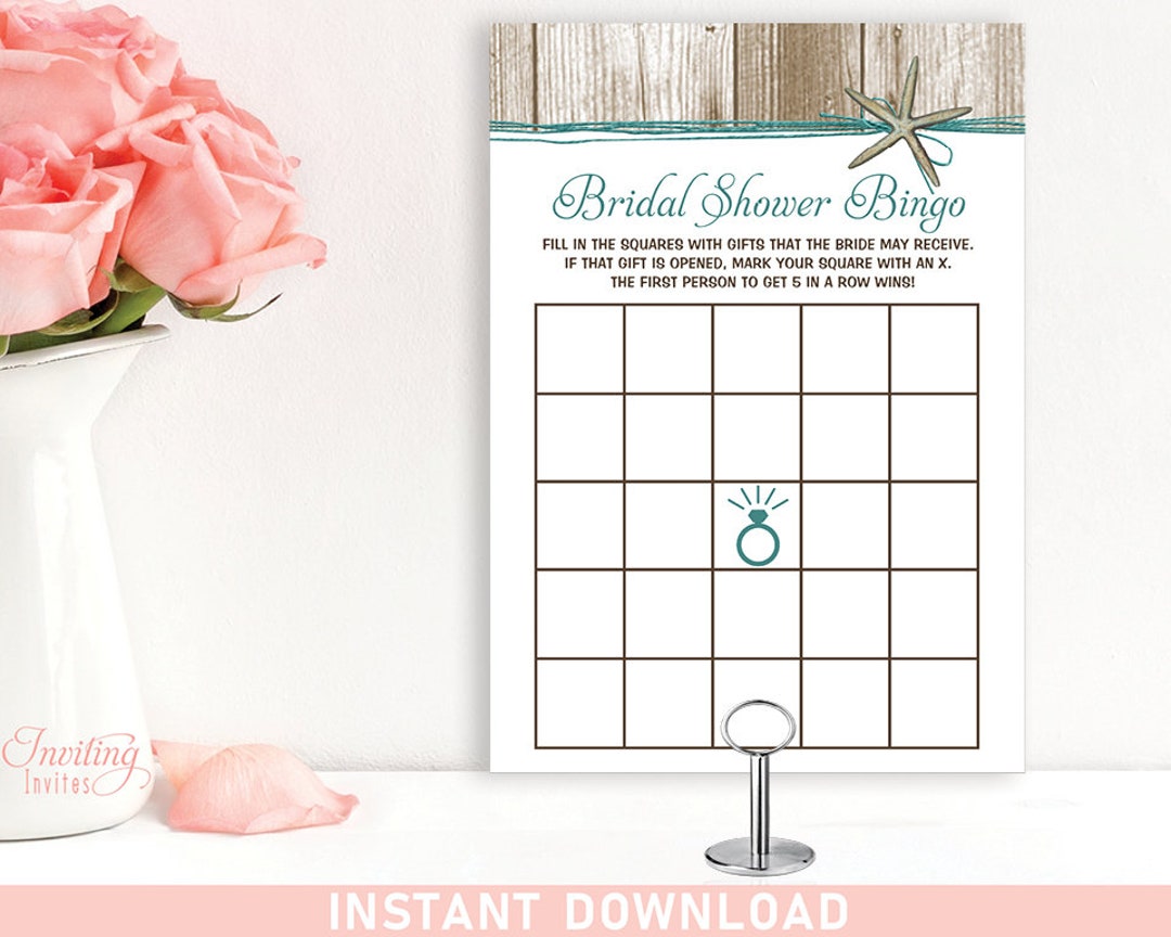 Starfish Beach Theme Bridal Shower Bingo Game Printable - Etsy