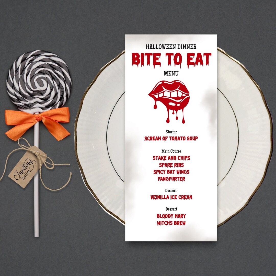 Halloween Dinner Party Menu, Gothic Dinner Menu, Blood Halloween Menu ...