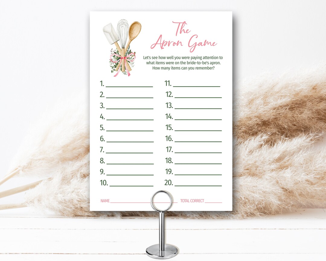 Kitchen Theme the Apron Game Bridal Shower Game, Fun Unique Game ...