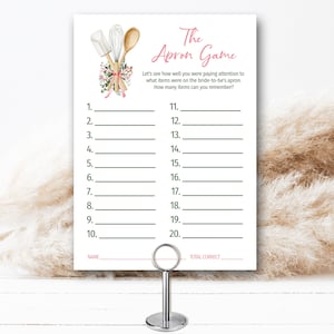 Kitchen Theme the Apron Game Bridal Shower Game, Fun Unique Game ...