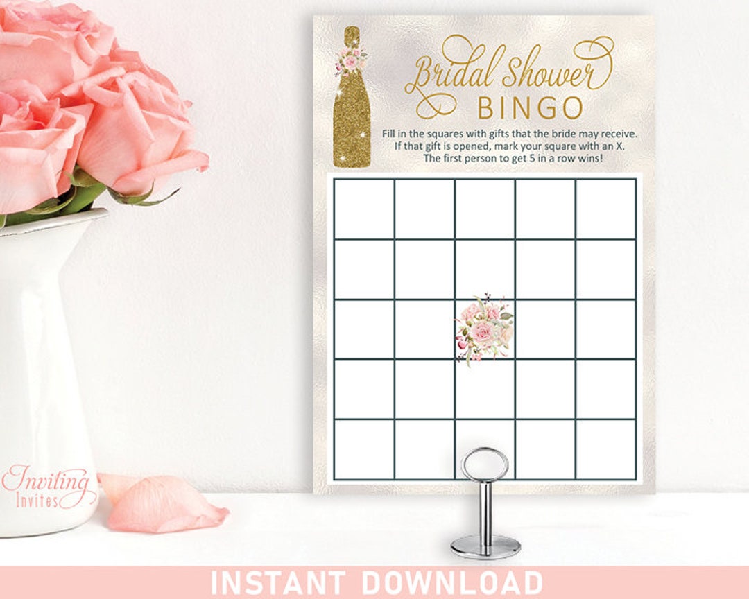 PRINTABLE Bridal Shower Bingo Game, Printable, Bridal Shower Bingo ...