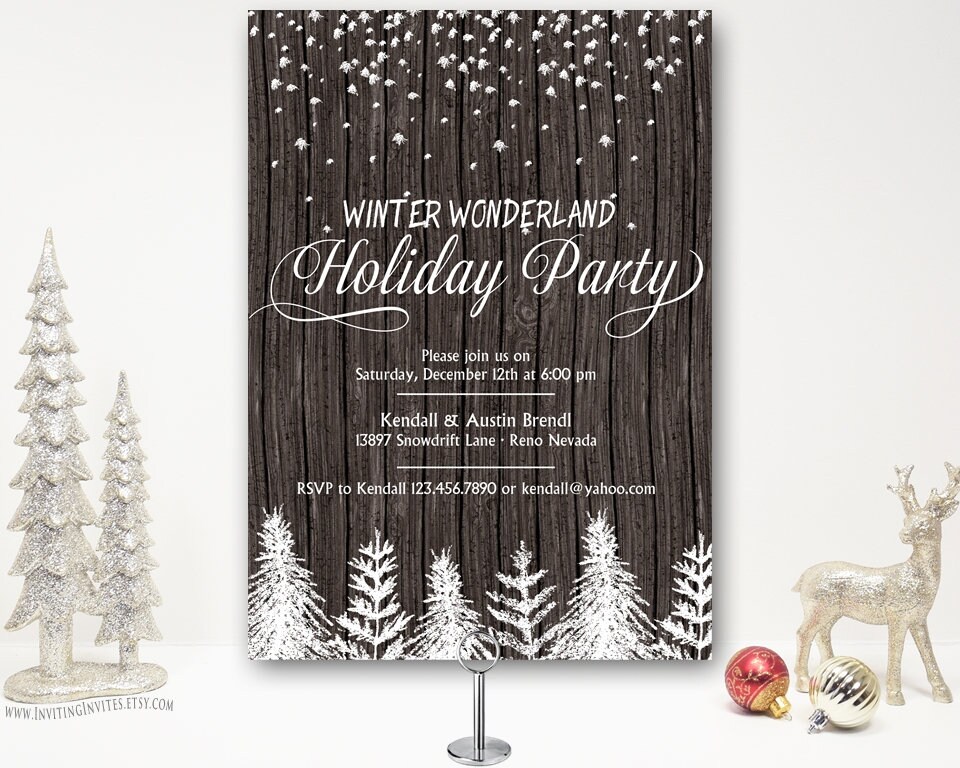 Holiday Party Invitation Christmas Party Invitation Rustic | Etsy